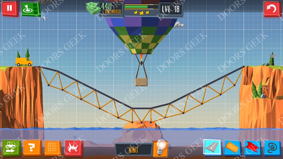 Build a Bridge! Level 18 Solutions ~ Doors Geek