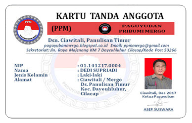 Contoh KTA Paguyuban Putra Mergo