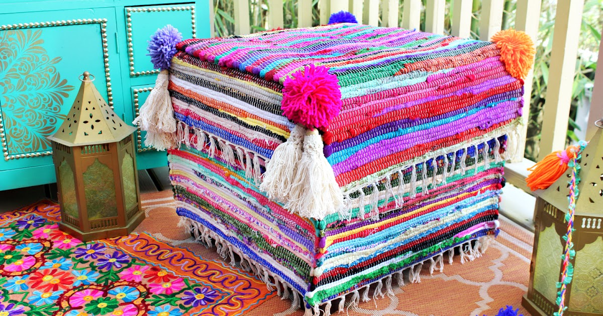 Mark Montano: No-Sew Rag Rug Ottoman Makeover