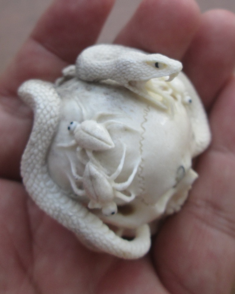 Snake Insect Skull Carving in Elk Antler I, Really Amazing and Qualtiy ...