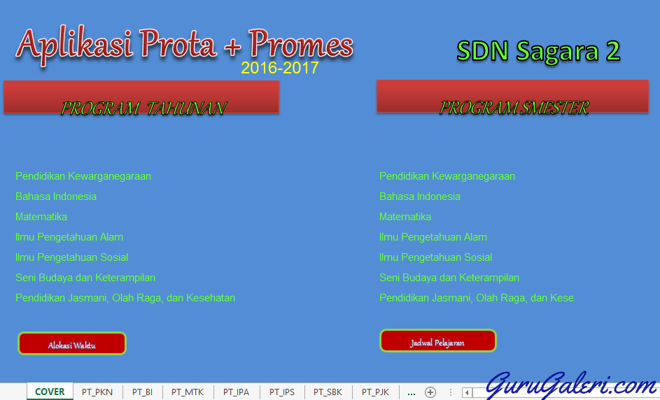 Aplikasi Pembuatan Prota dan Promes SD Format Excel - Biologizone