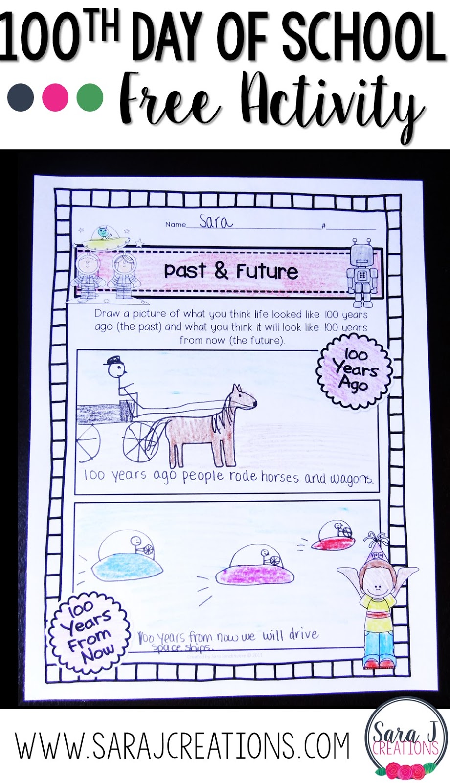 The 100th Day of School - Ideas and a FREEBIE | Sara J Creations