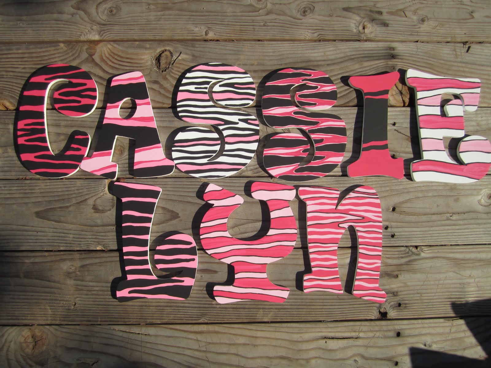Hot Pink Zebra Print Letters Names