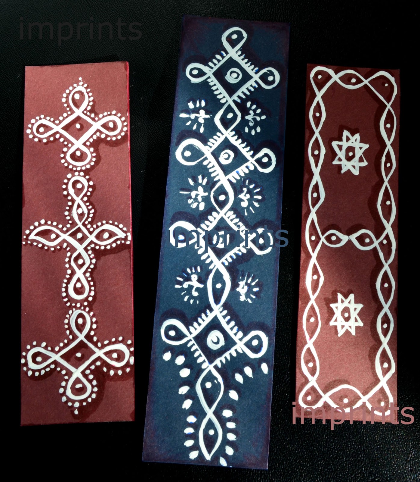 imprints handmade: Rangolis on my bookmarks