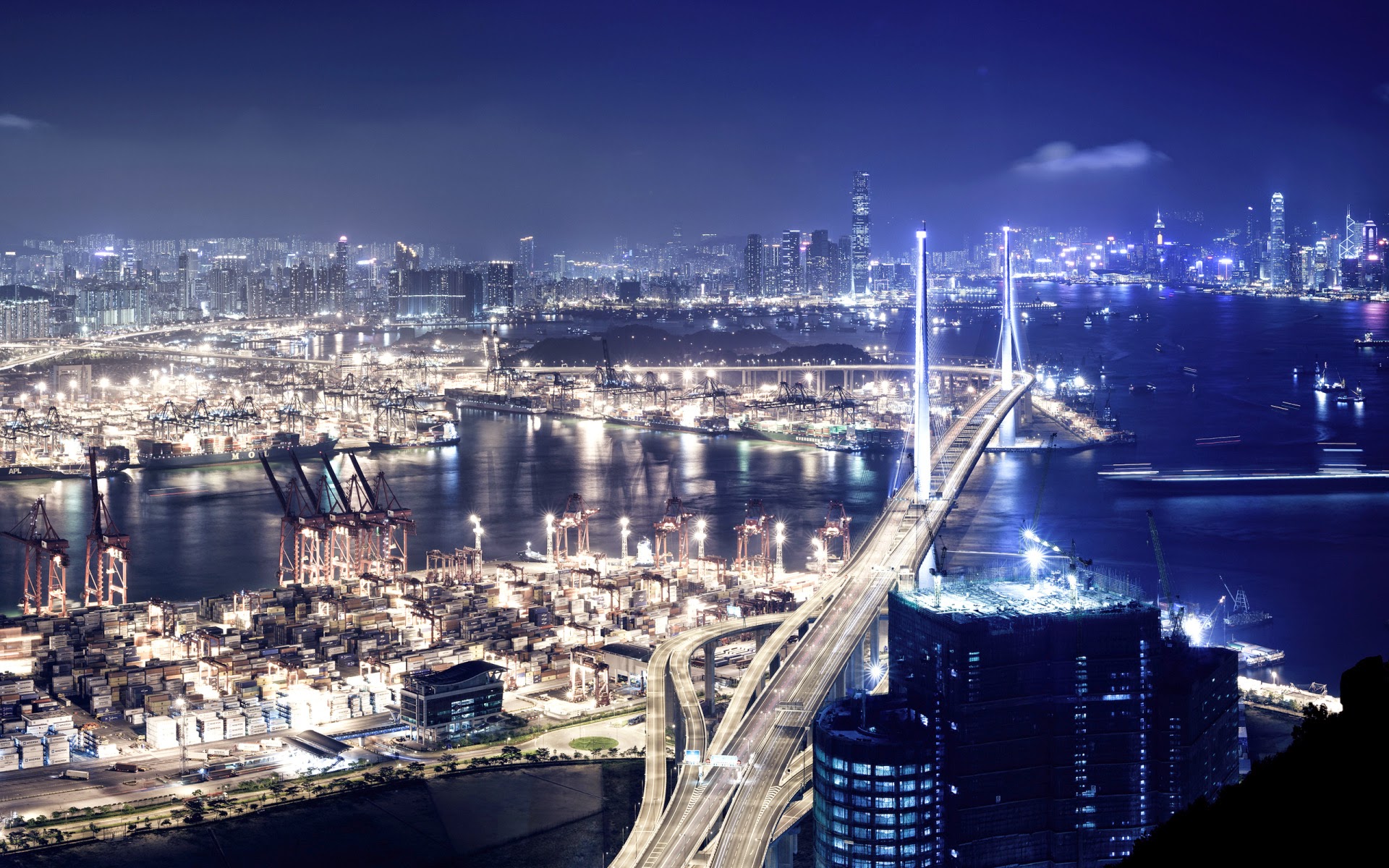 Port at Night View ~ Nerd HD Wallpaper