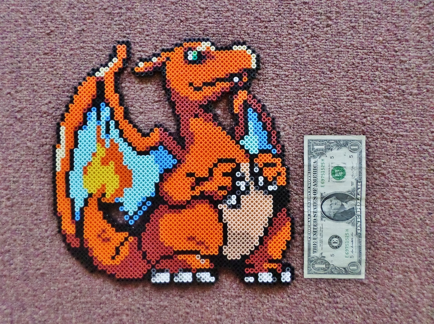 Long Black Fingers : Charizard Perler Bead