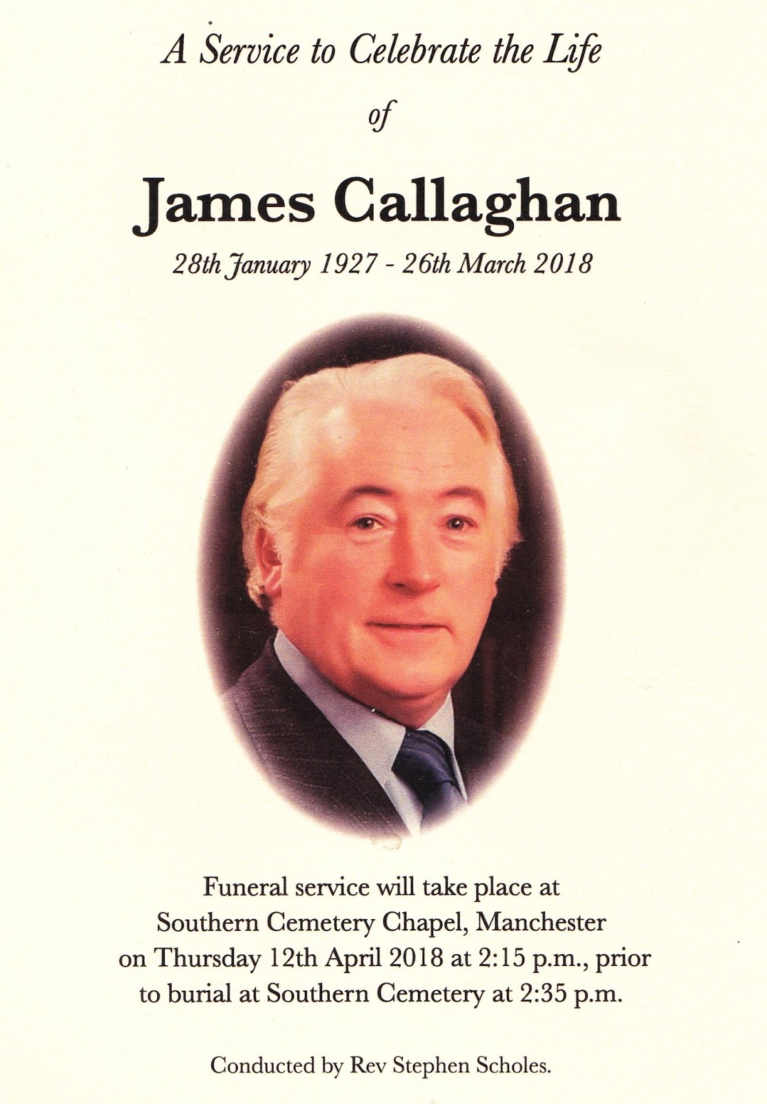Andrew Simpson: A Service to celebrate the life of James Callaghan