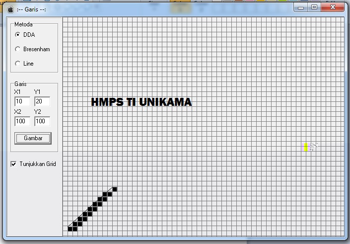 Garis DDA dan Bresenham dengan Delphi - HMPS TI