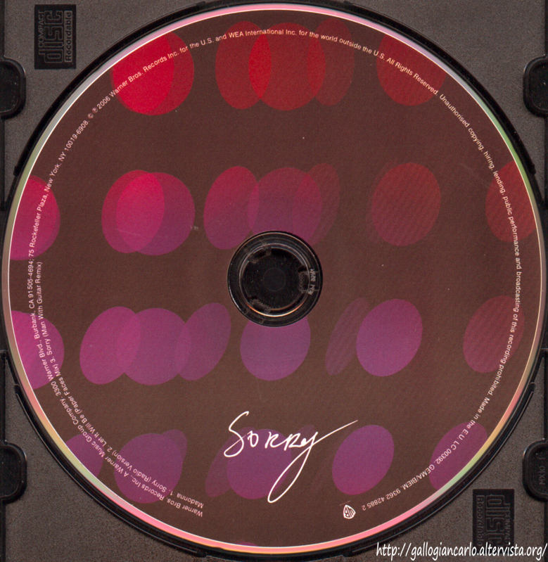 Madonna – ” Sorry ” Cd EAN 093624288527 – – Fotografie ed altro