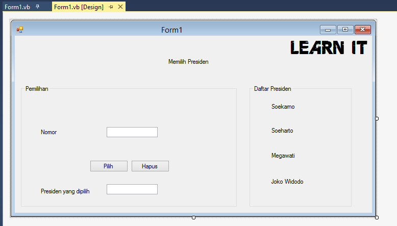 LIT (Learn IT): Membuat Array Pada Visual Basic