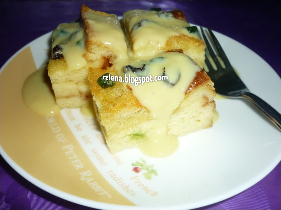 Arz's Delicious Homemade: Puding Roti dgn sos kastard