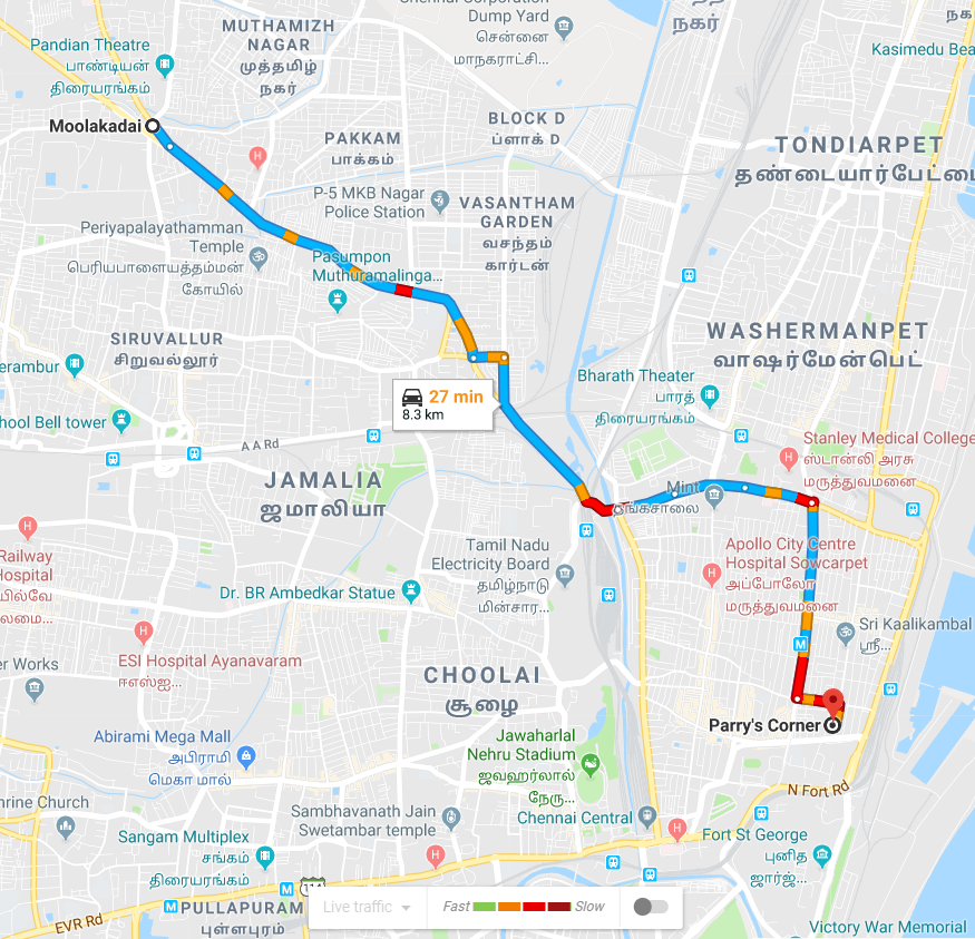 Moolakadai - Parry's Corner - Share Auto Routes – Chennai - Share Auto