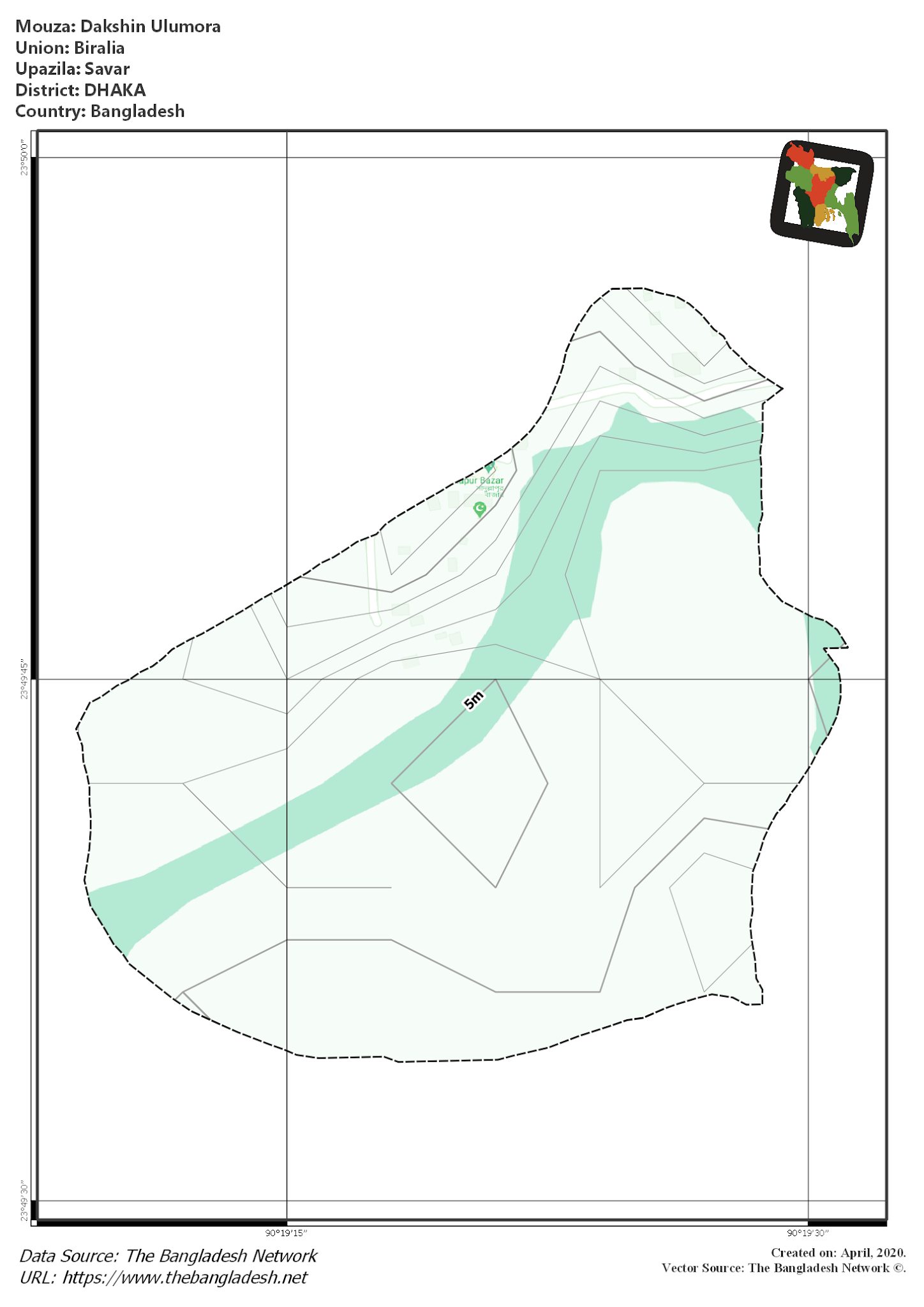Map of Dakshin Ulumora Mouza, Savar, Dhaka