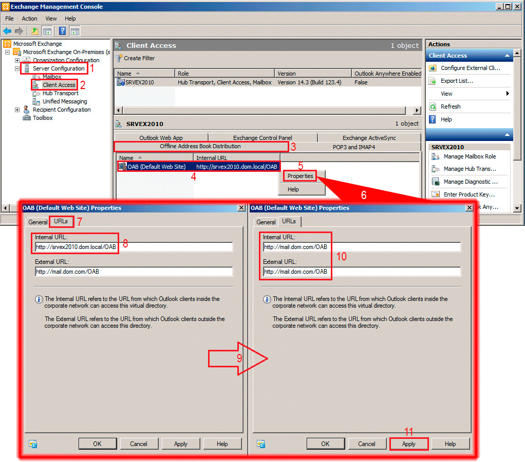 Pantallazos.es: Microsoft Exchange 2010: Modificar URL interna y ...
