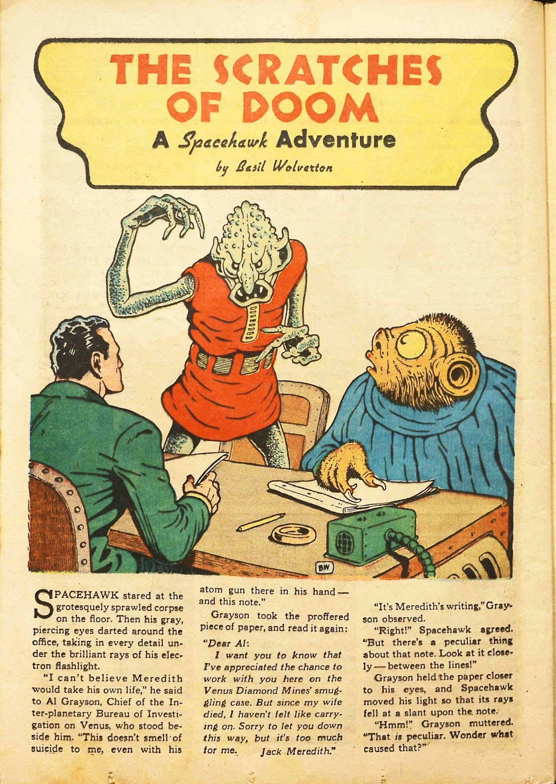 Four-Color Shadows: Spacehawk-Basil Wolverton-1940