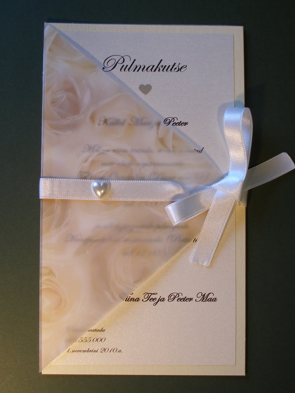 Kaardikoda: Pulmakutse "Valged roosid"