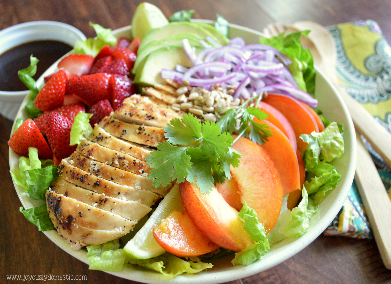 Joyously Domestic: Berry "Peachy Keen" Grilled Chicken Salad Bowl