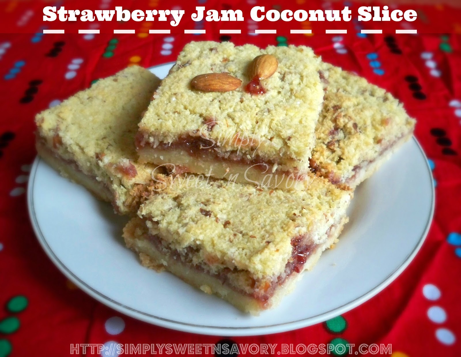 The Recipes of India: Strawberry Jam Coconut Slice