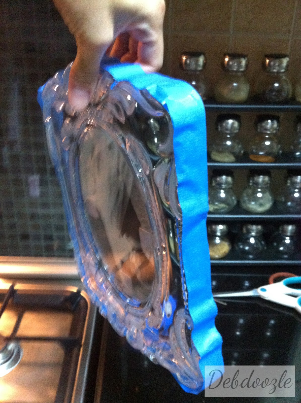 Debdoozle: DIY Blue Milk Glass Picture Frame