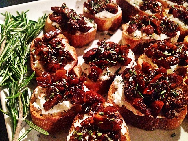 Served Sonni Side Up: Balsamic Fig with Goat Cheese Crostini