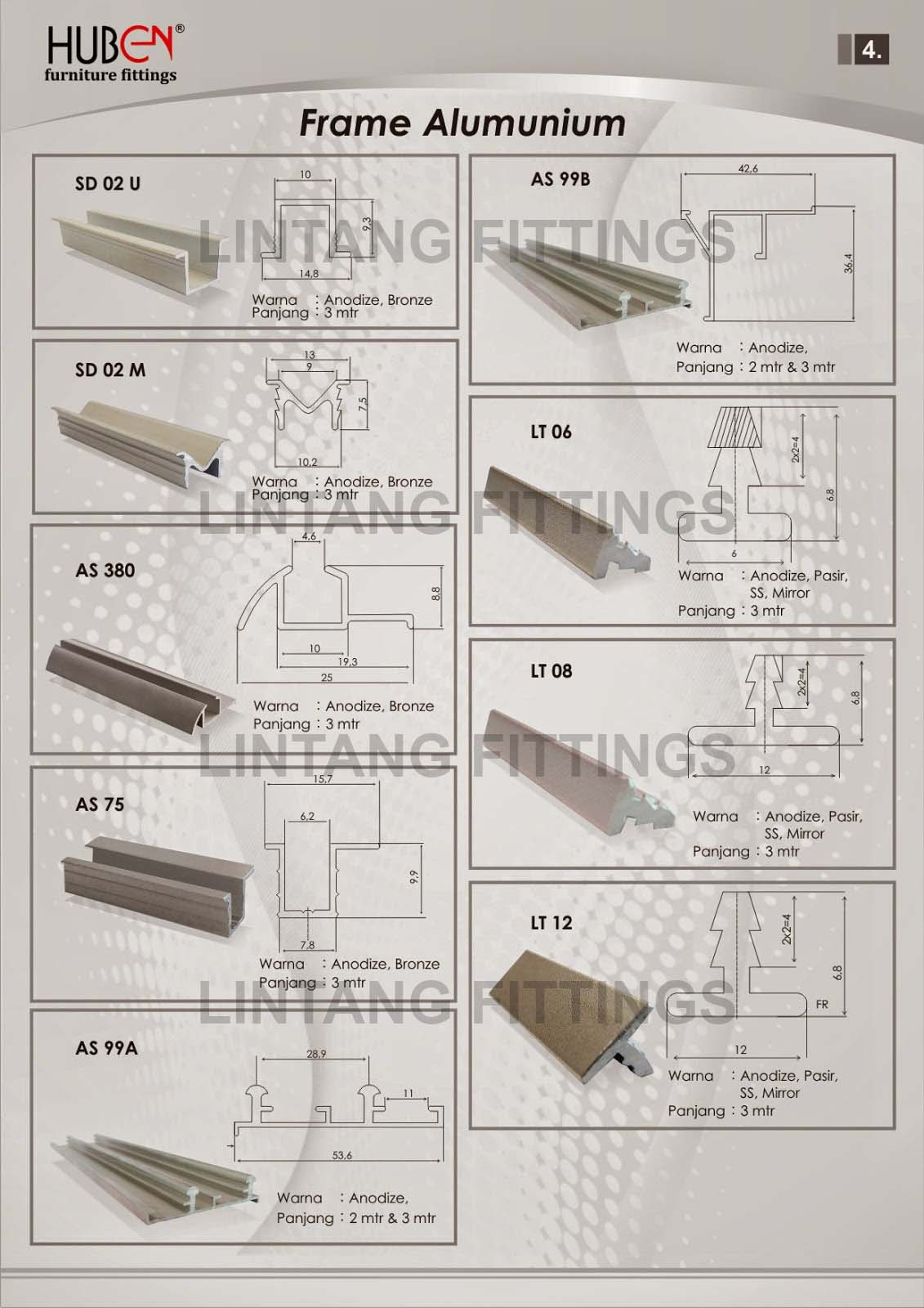 Frame Aluminium Huben dan Profile Handle Huben - Lintang Fittings