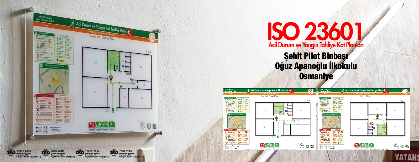 ISO 23601 Acil Durum ve Yangın Tahliye Kat Planları