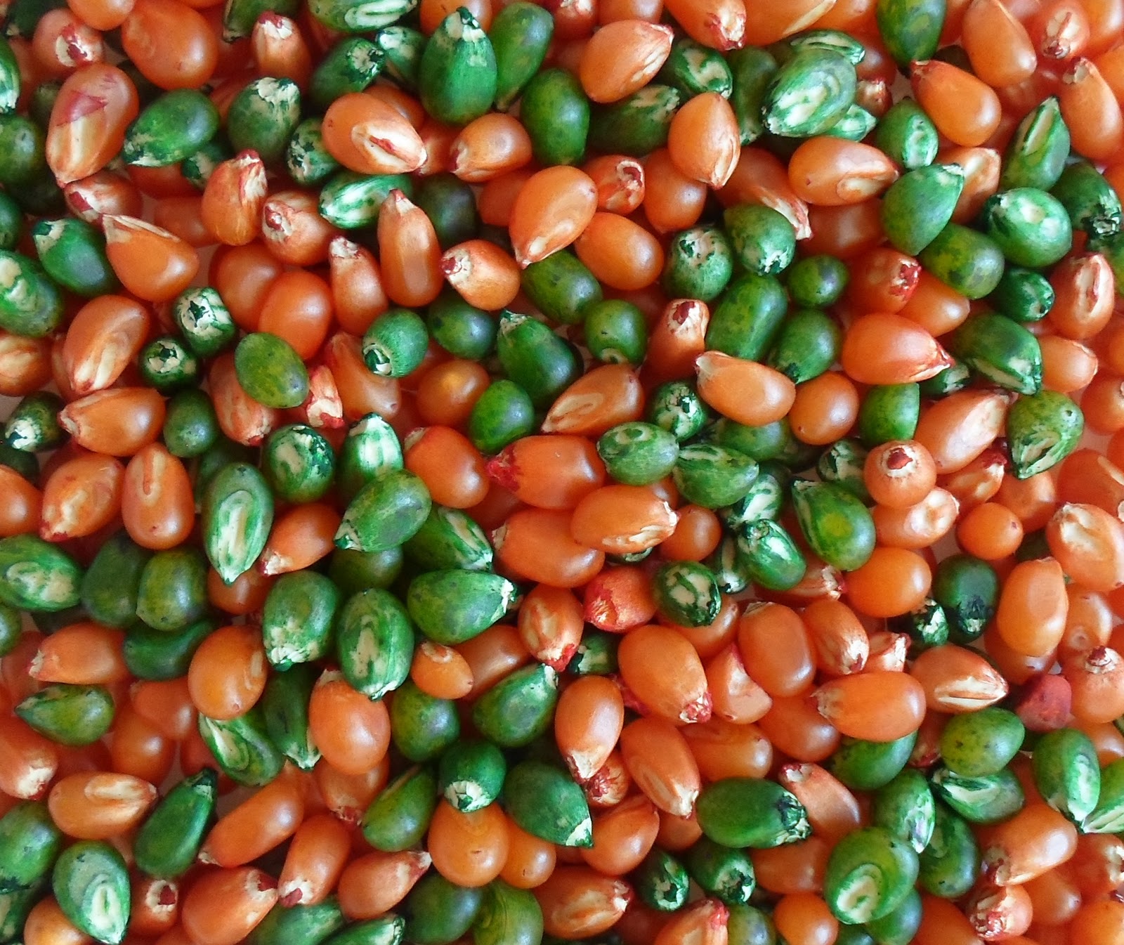 Happier Than A Pig In Mud: Orange and Green Dyed Popcorn for Halloween ...