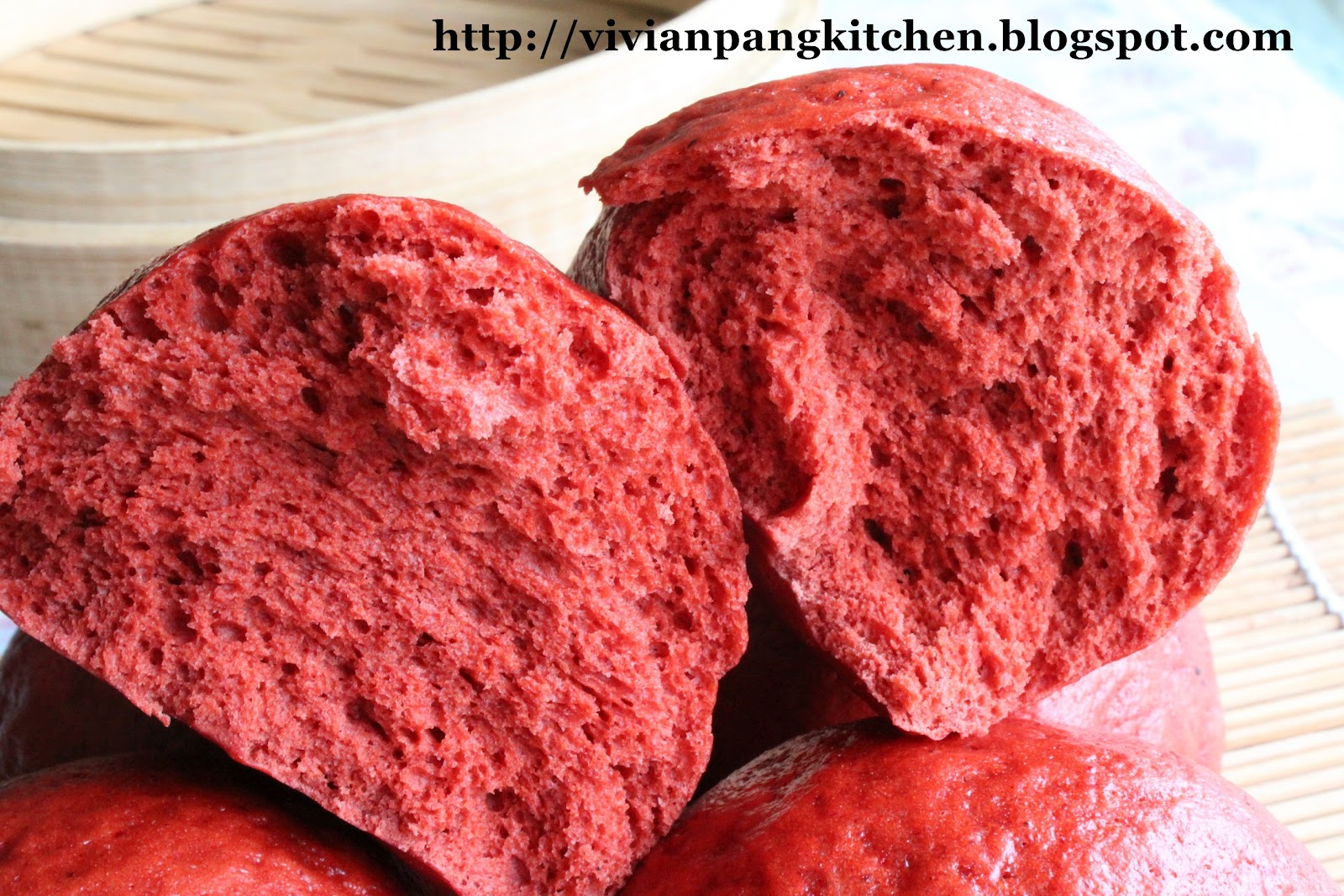 Vivian Pang Kitchen: Red Yeast Rice Mantou(红鞠山东馒头)/ Sponge Dough Method