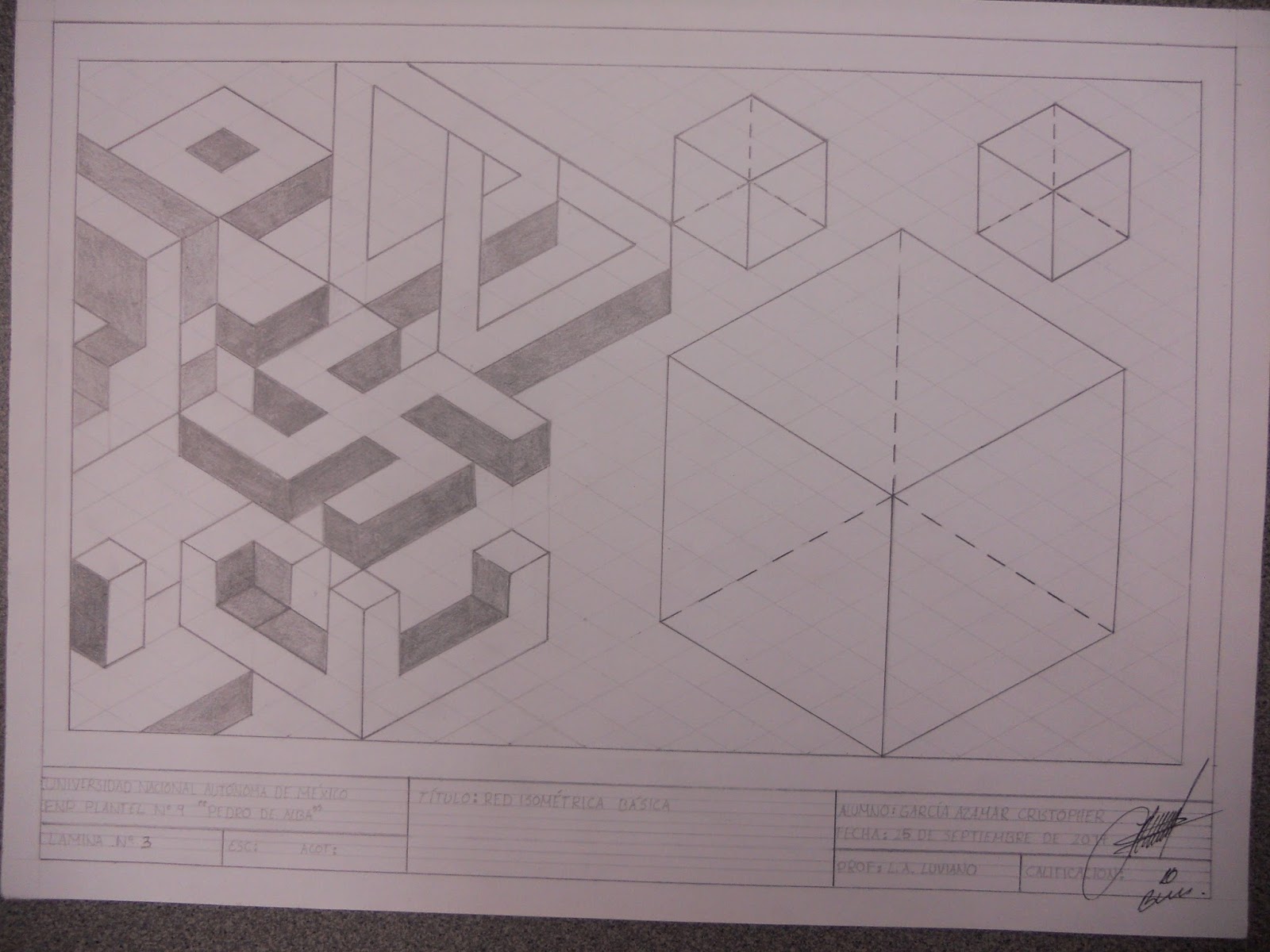 DIBUJO CONSTRUCTIVO II : LÁMINA 3, RED ISOMÉTRICA BÁSICA