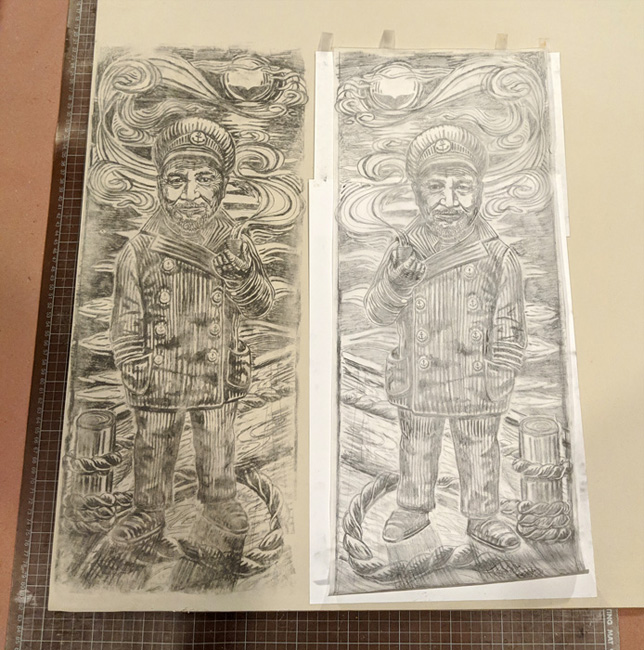 Nessy Designs: "The Sea Captain" Linocut Print