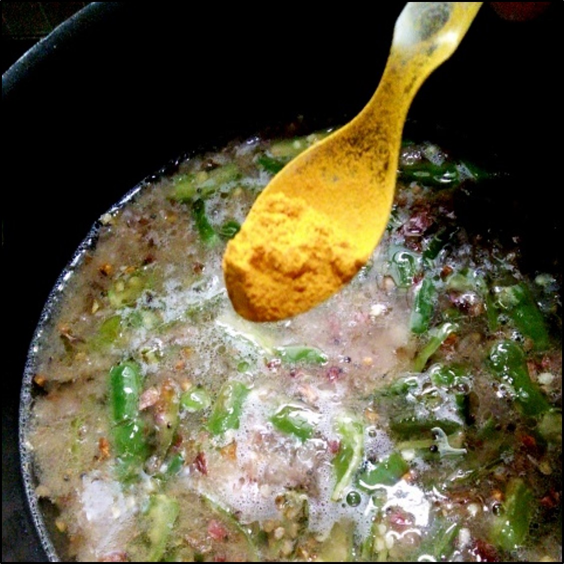 Puli Milagai (Green chilly in tamarind sauce)