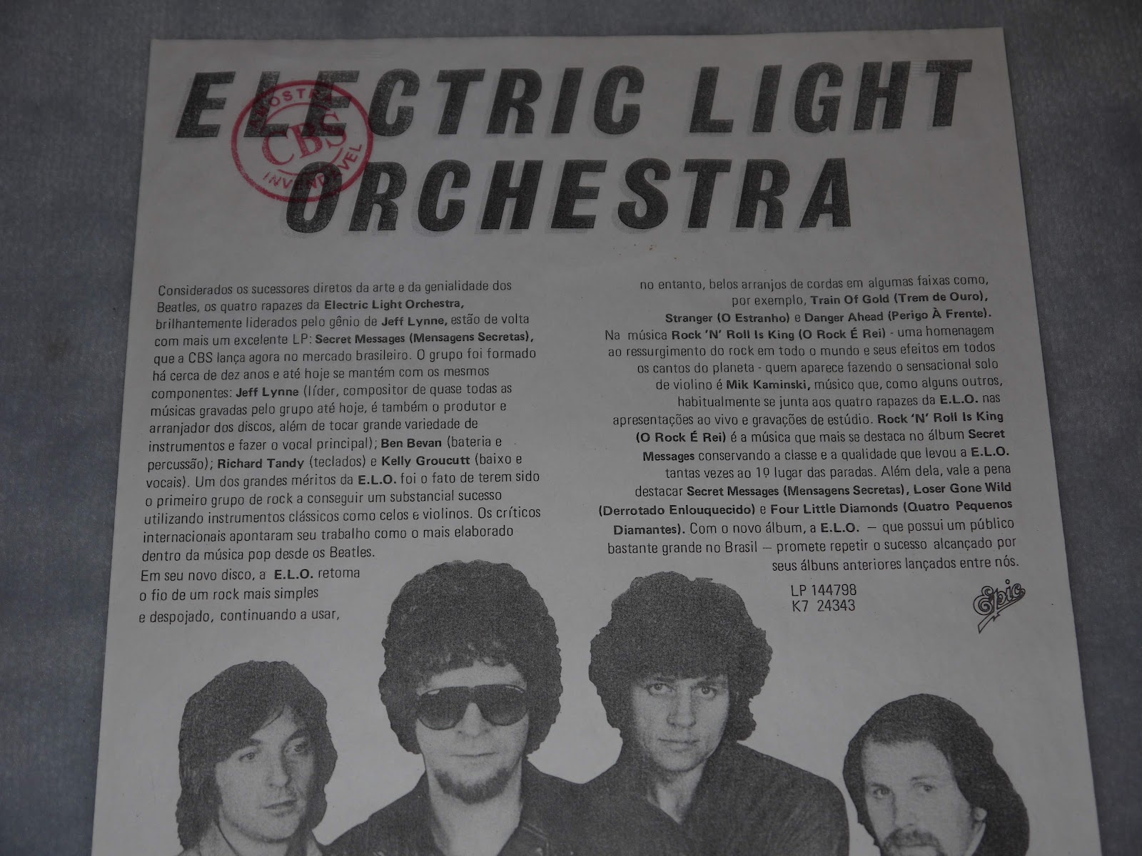 ELO Related Vinyl: Electric Light Orchestra - Secret Messages - Lp - Brasil
