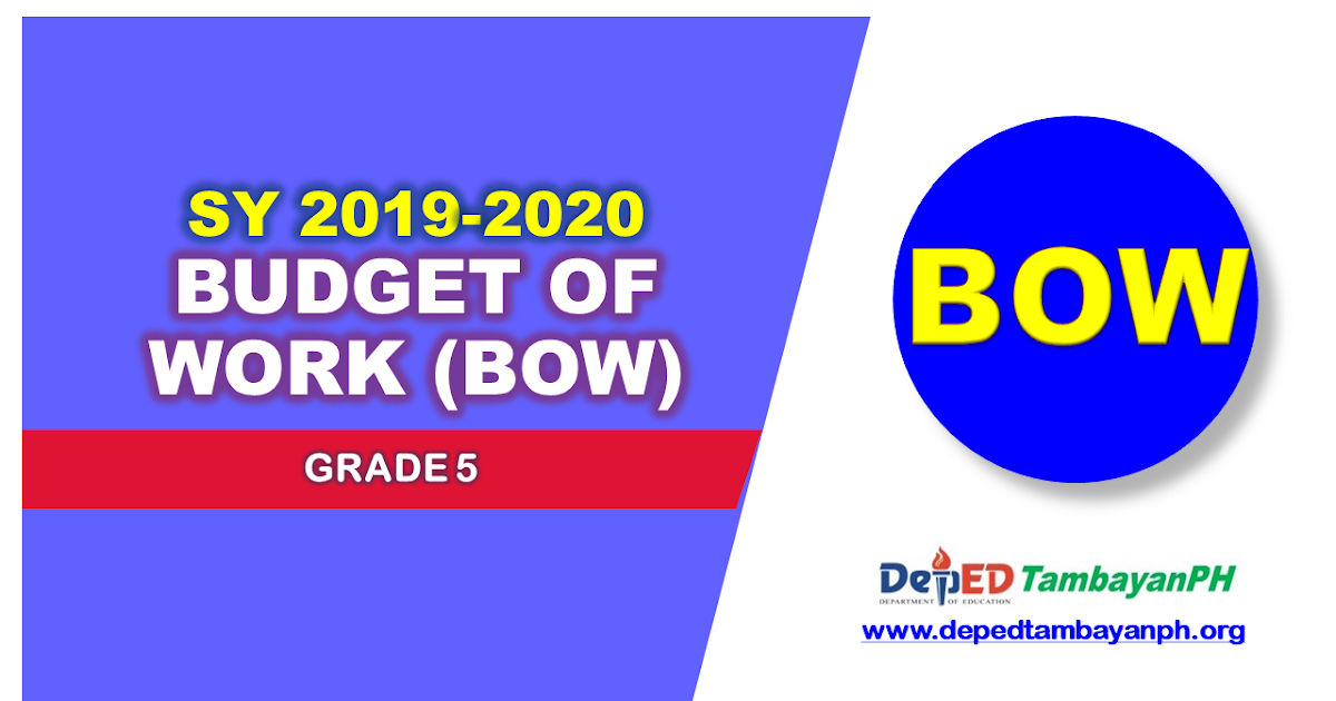 Grade 6 | Budget of Work with DLL for SY 2019-2020 - Deped Tambayan PH