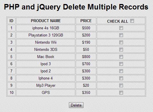 Crazy Web App Developer Deleting Multiple Records Using Php And Jquery