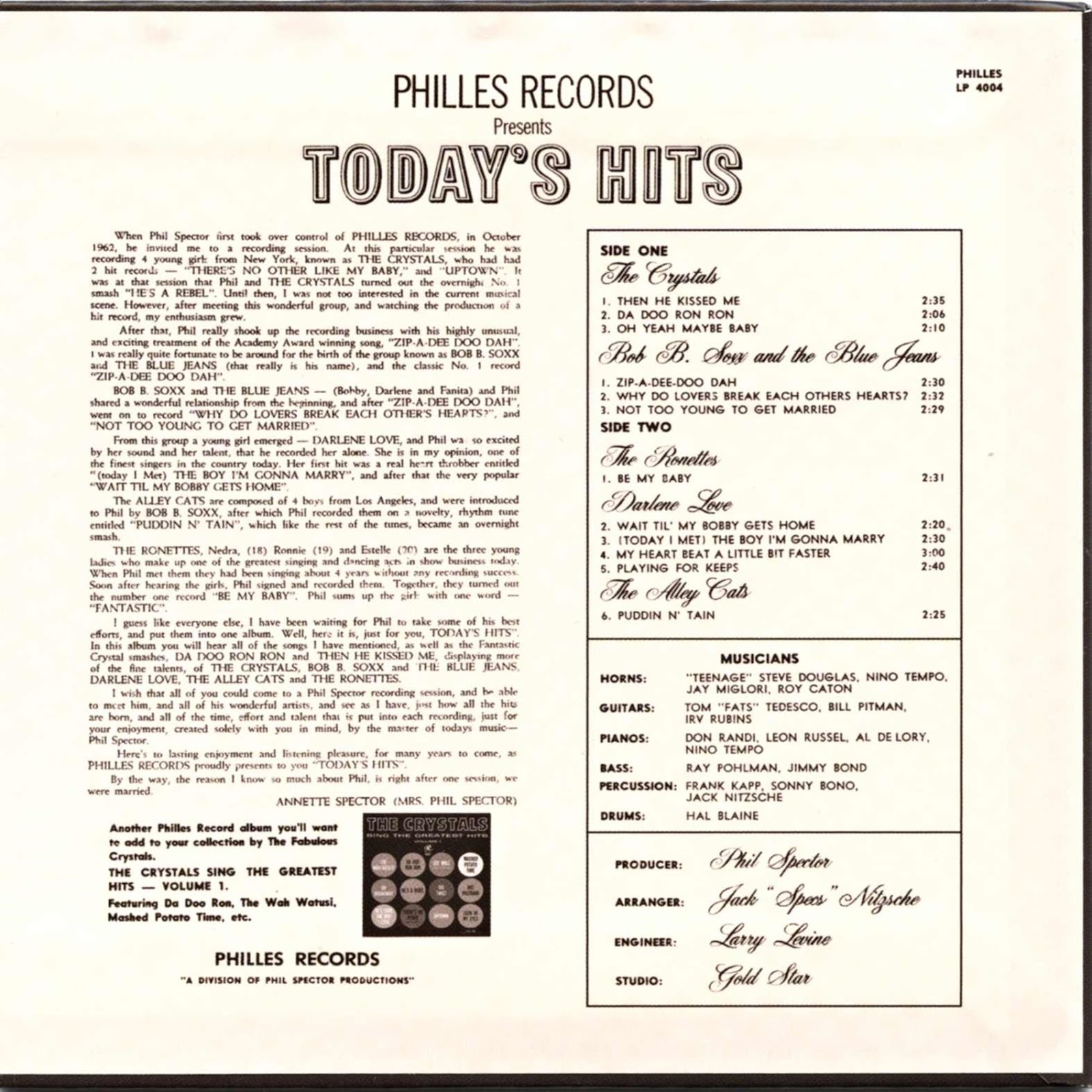 1963 Philles Records Presents Today's Hits - Varios Artistas ...