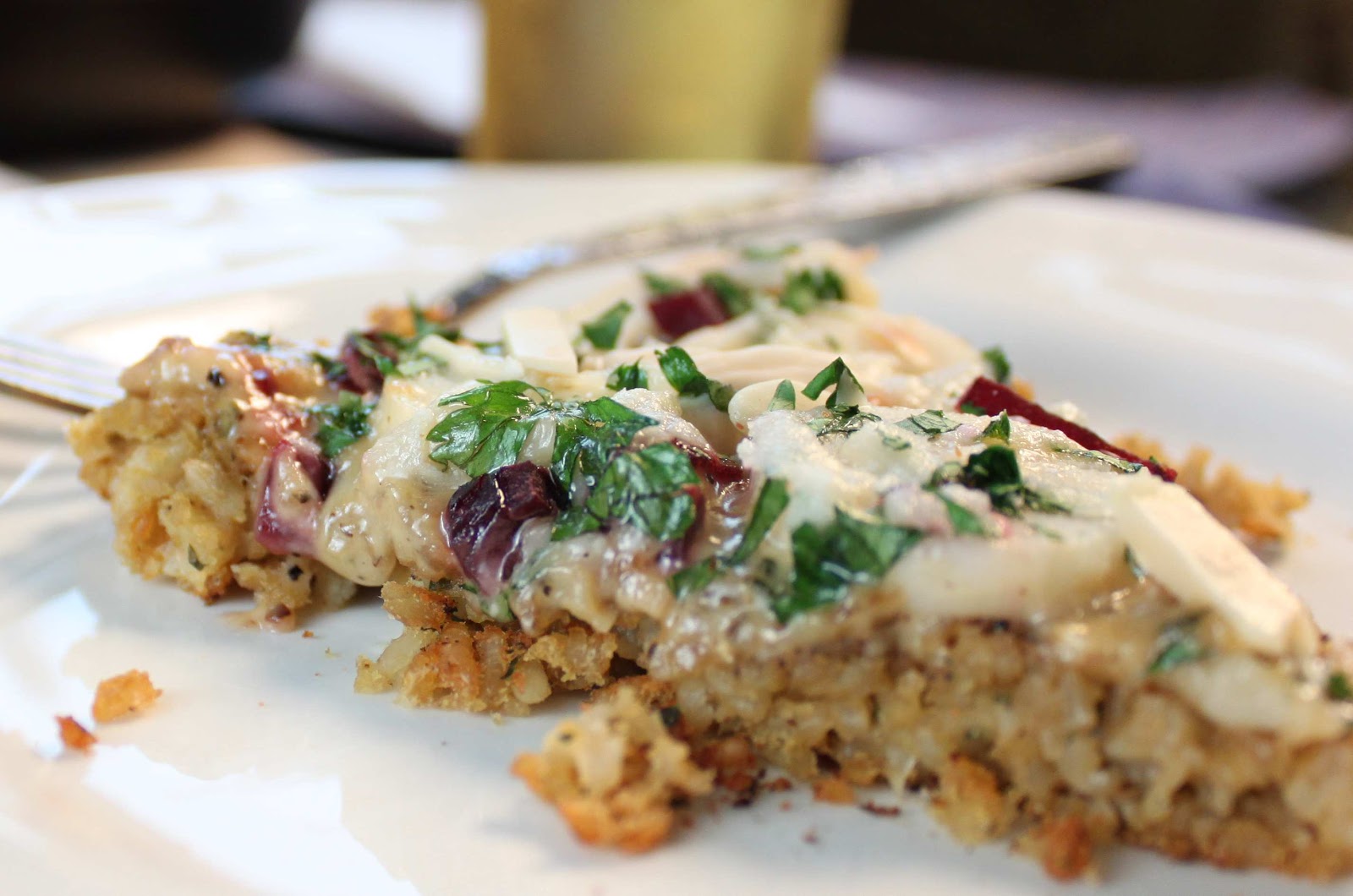 Fat and Happy Blog: Brown Rice Pizza with Creamy Hearts of Palm Topping