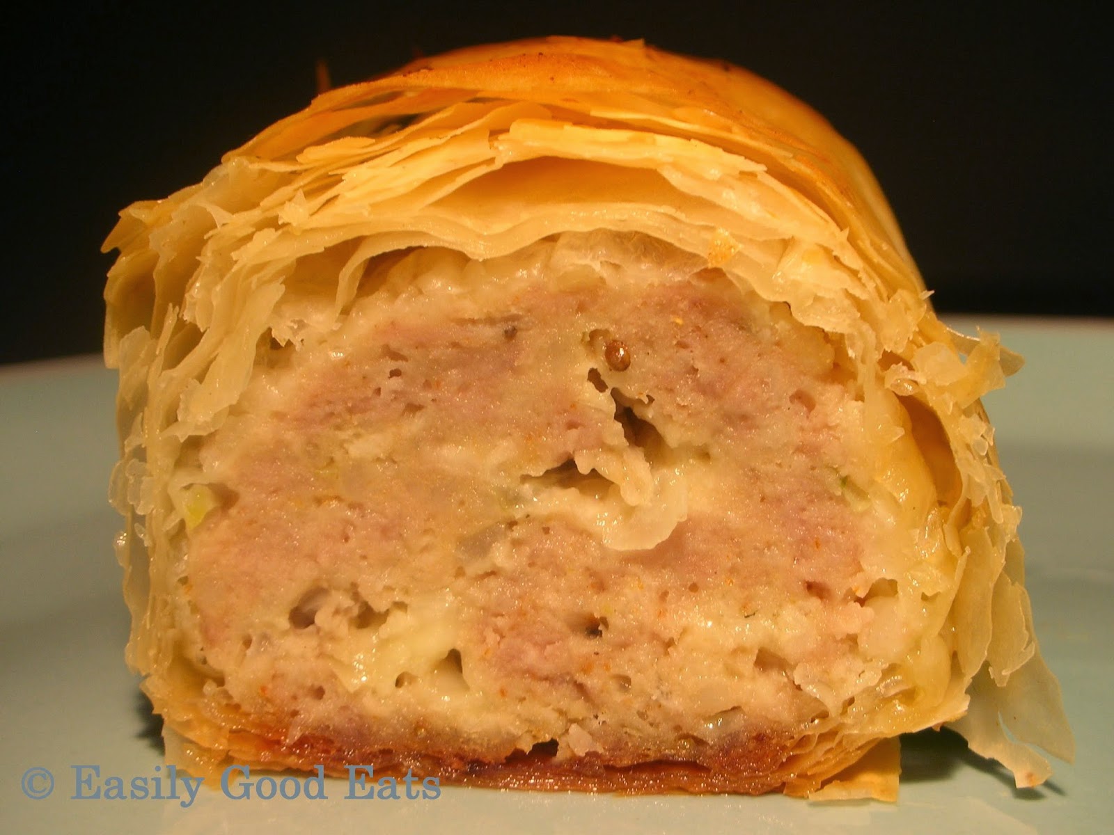 Easily Good Eats: Cheesy Filo Sausage Roll Recipe