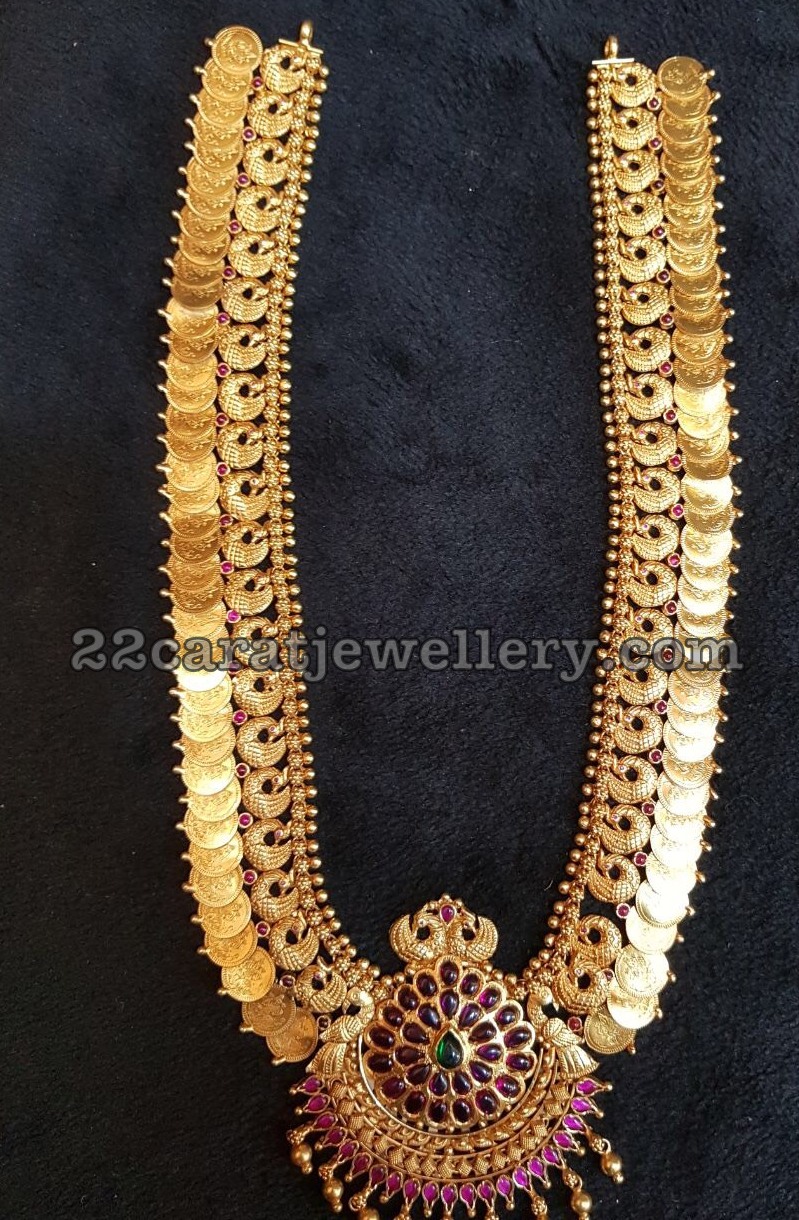 Silver Kasu Mala with Antique Peacocks - Jewellery Designs