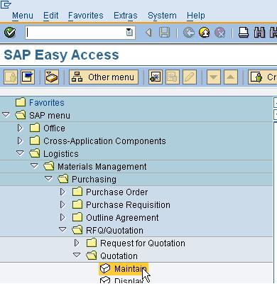 Maintain Quotation in SAP MM T Code - ME47