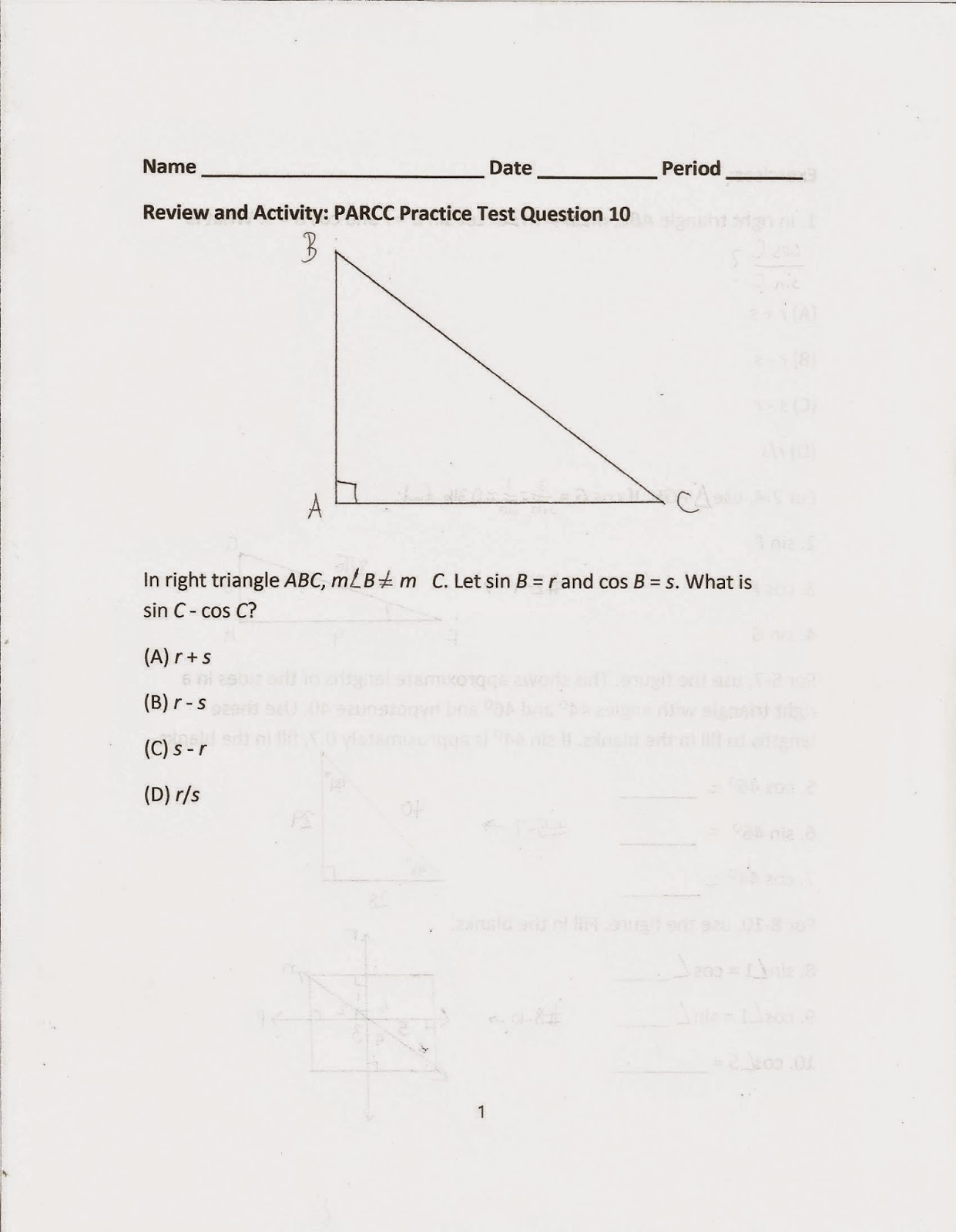 Geometry, Common Core Style: PARCC Practice Test Question 10 (Day 155)