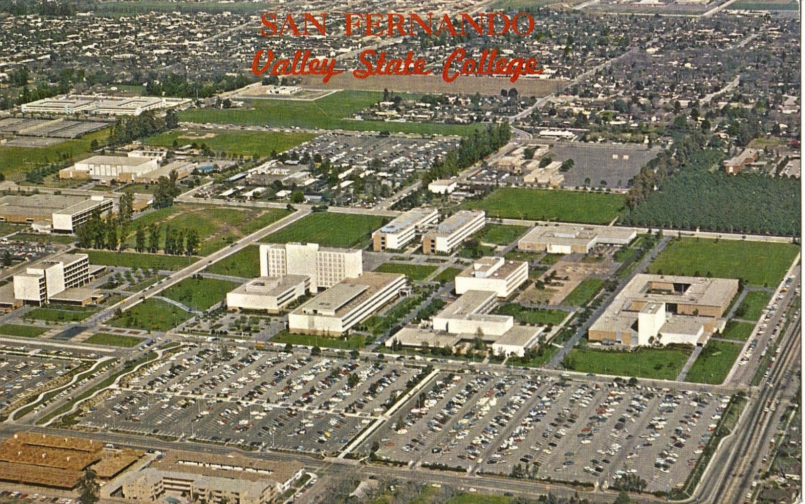 Aerial View of San Fernando Valley State College (aka CSUN) Postcard ...