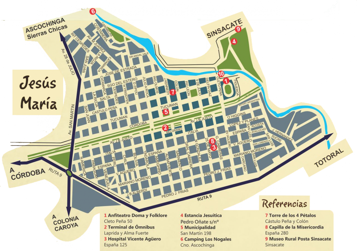 Se ubica a 50 km al norte de la capital de Cordobesa , por Ruta Nacional 9.