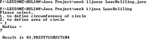 Java Program : Calculate The Area and Circumference of Circle