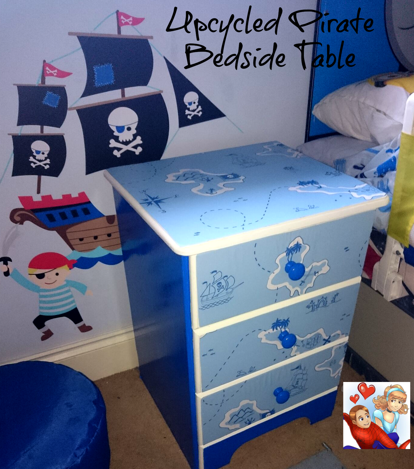 How To Make A Pirate Themed Upcycled Bedside Table - Emmy's Mummy