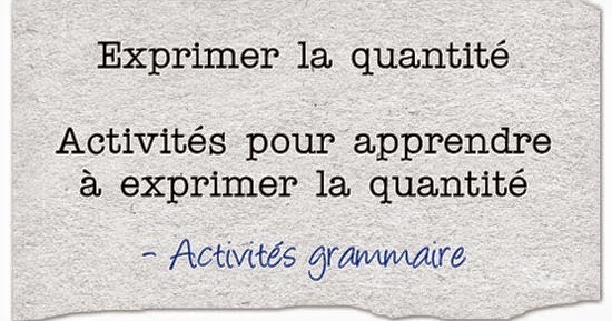 TICs en FLE: Pour vous aider avec ... l'expression de la quantité