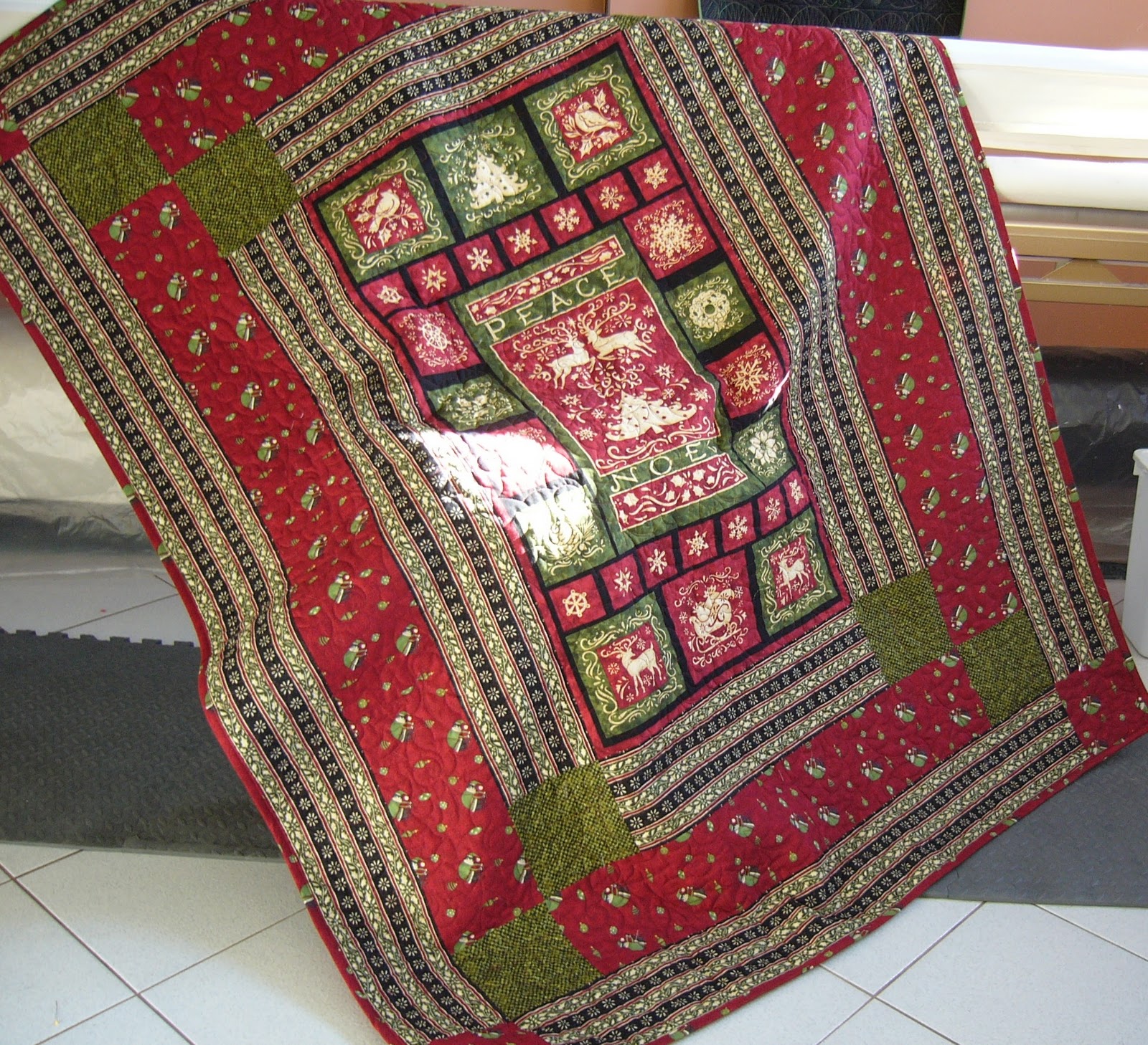 caledonia quilter: Winter House Quilt, Christmas Panel Quilt