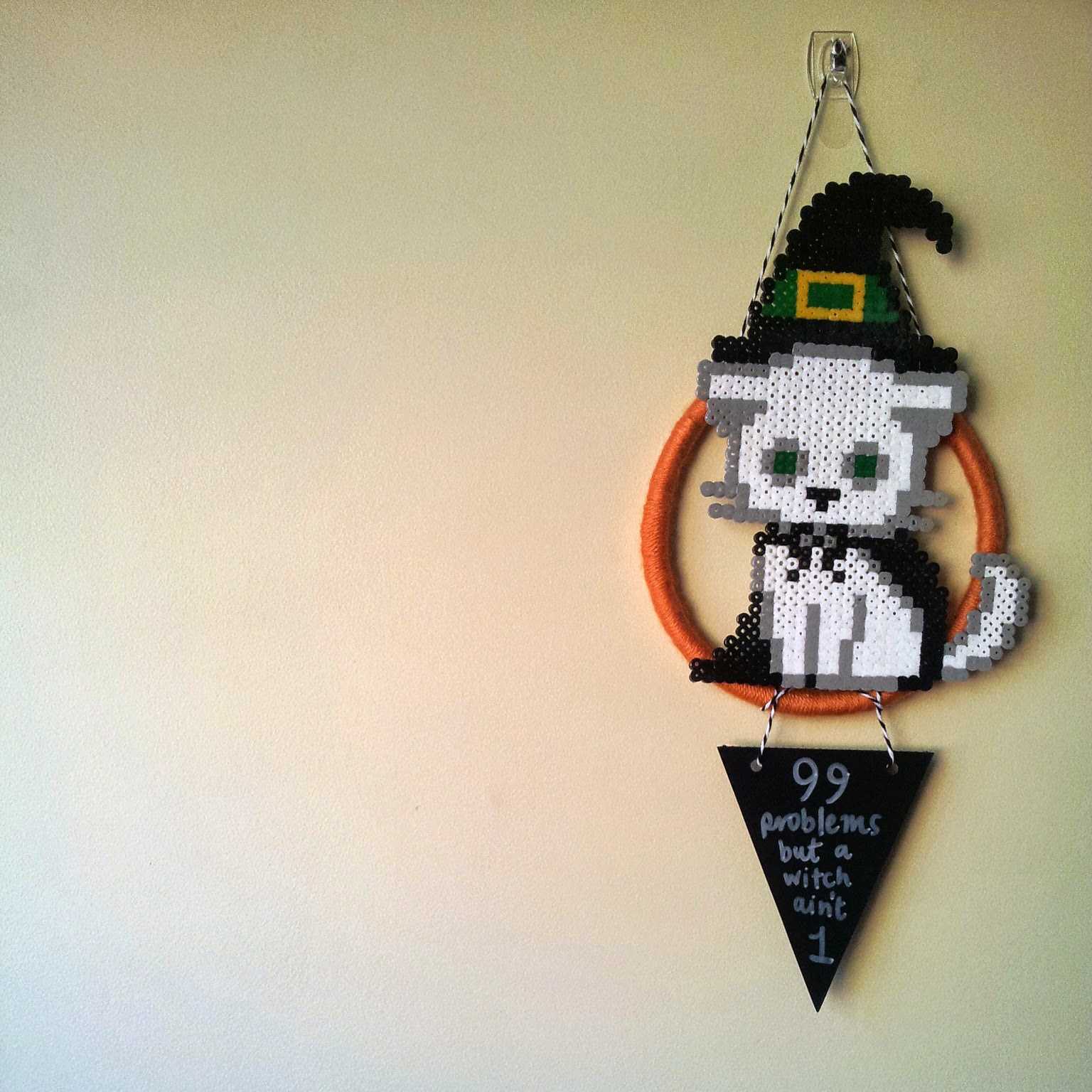 tea and craft: Perler bead witch kitty Halloween wall art