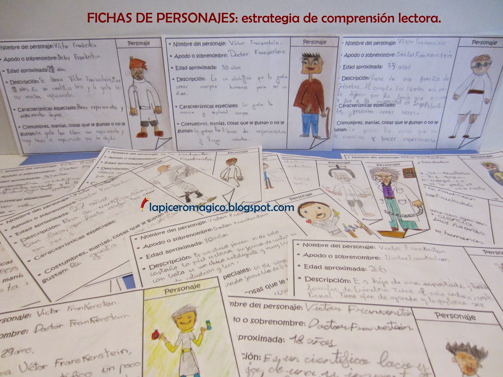LAPICERO MÁGICO: Comprensión Lectora: Fichas de personajes