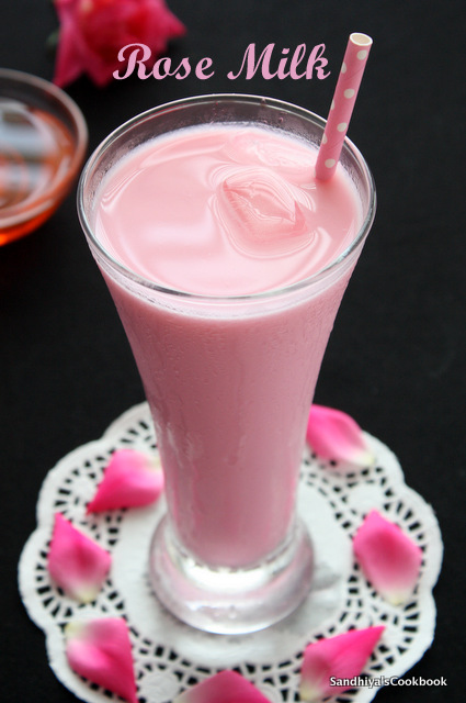 Sandhiya's Cookbook: Rose Milk with Homemade Rose Syrup | Rose Milk ...