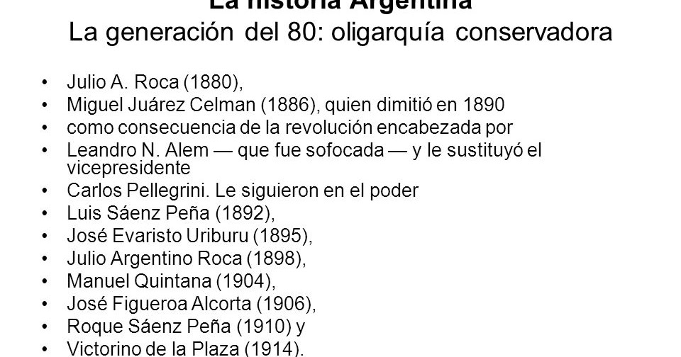 Historia, Reflexión, Memoria: Los Presidentes de la Generación del '80